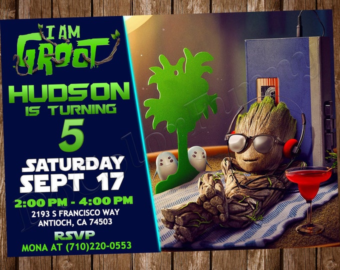 Groot Invitation Groot Birthday Groot Invite Groot Birthday Invitation ...
