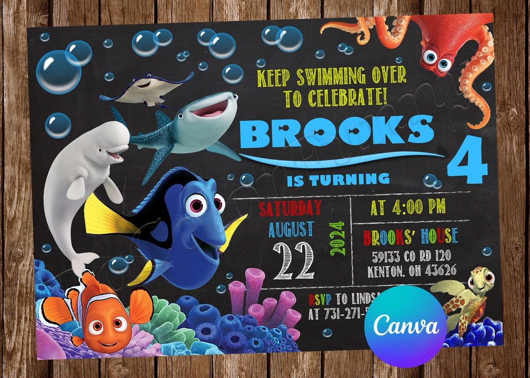 Finding Nemo Invitation Birthday Party Finding Nemo Birthday Invitation ...
