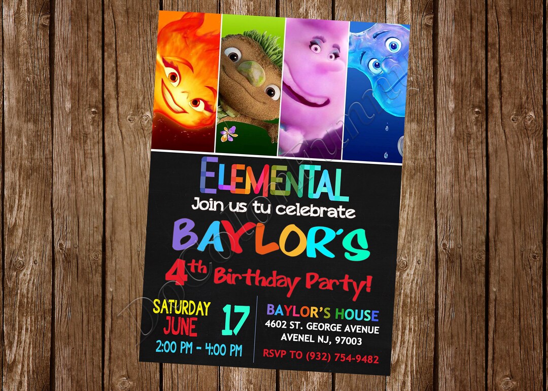 Elemental Invitation Elemental Birthday Elemental Party Elemental Invite Elemental Digital ...