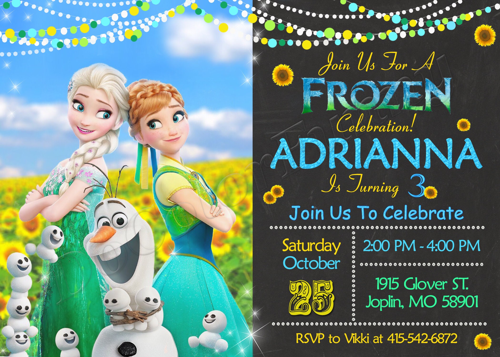 Frozen Fever Invitation Frozen Invitation Frozen Fever | Etsy