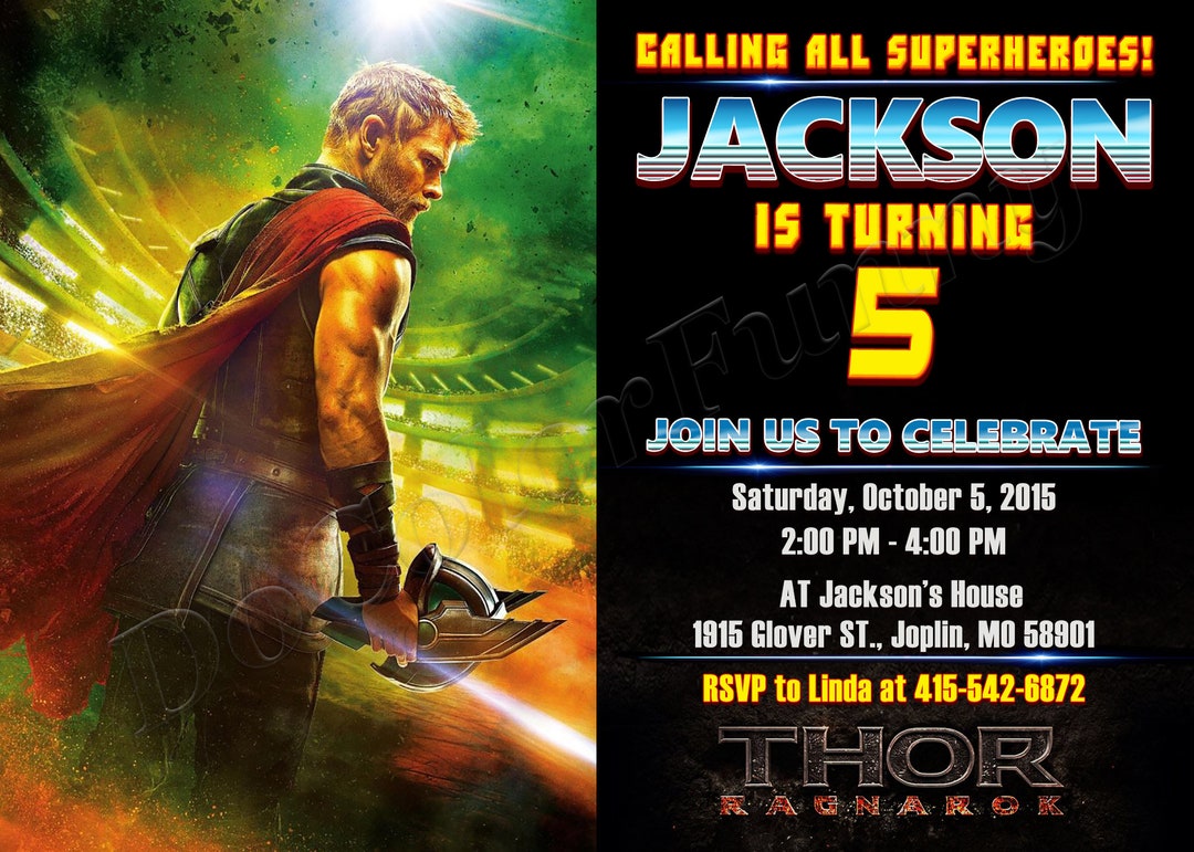 Thor Invitation Thor Ragnarok Invitation Thor Birthday Party Invitation ...