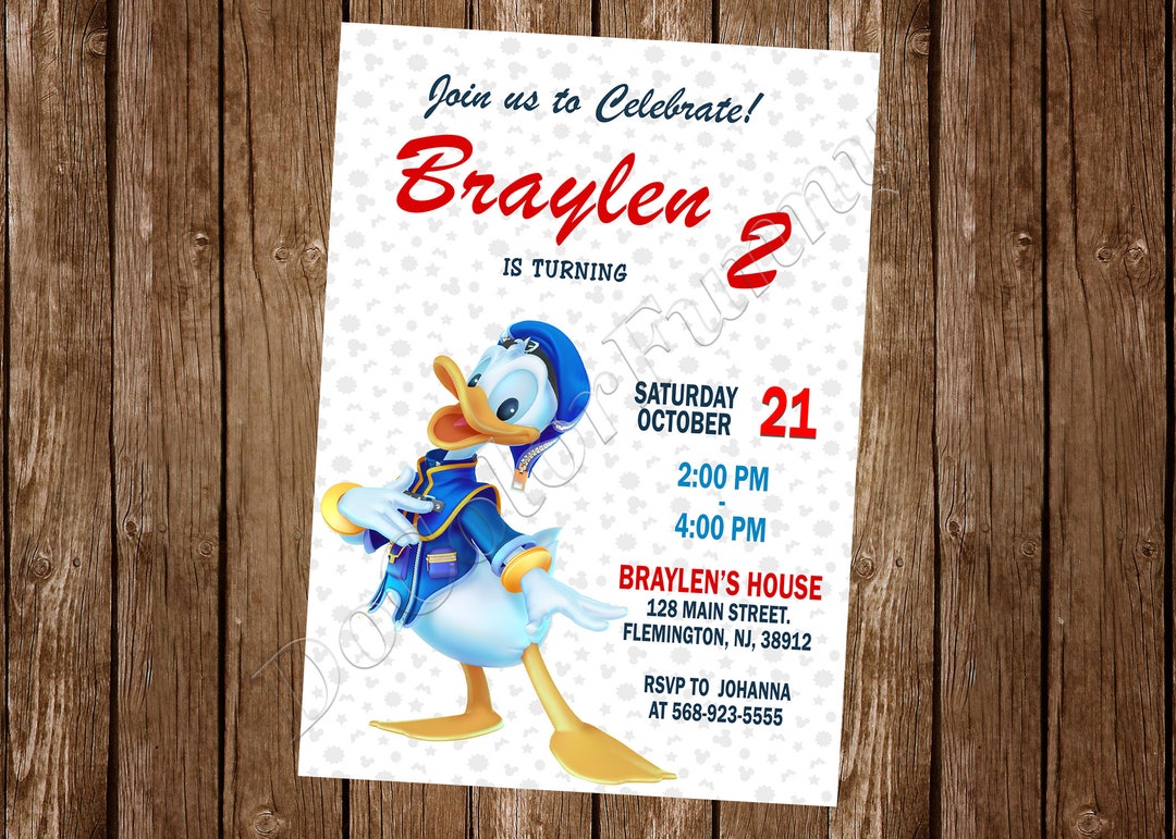 Donald Duck Invitation Donald Invitation Donald Duck Birthday - Etsy