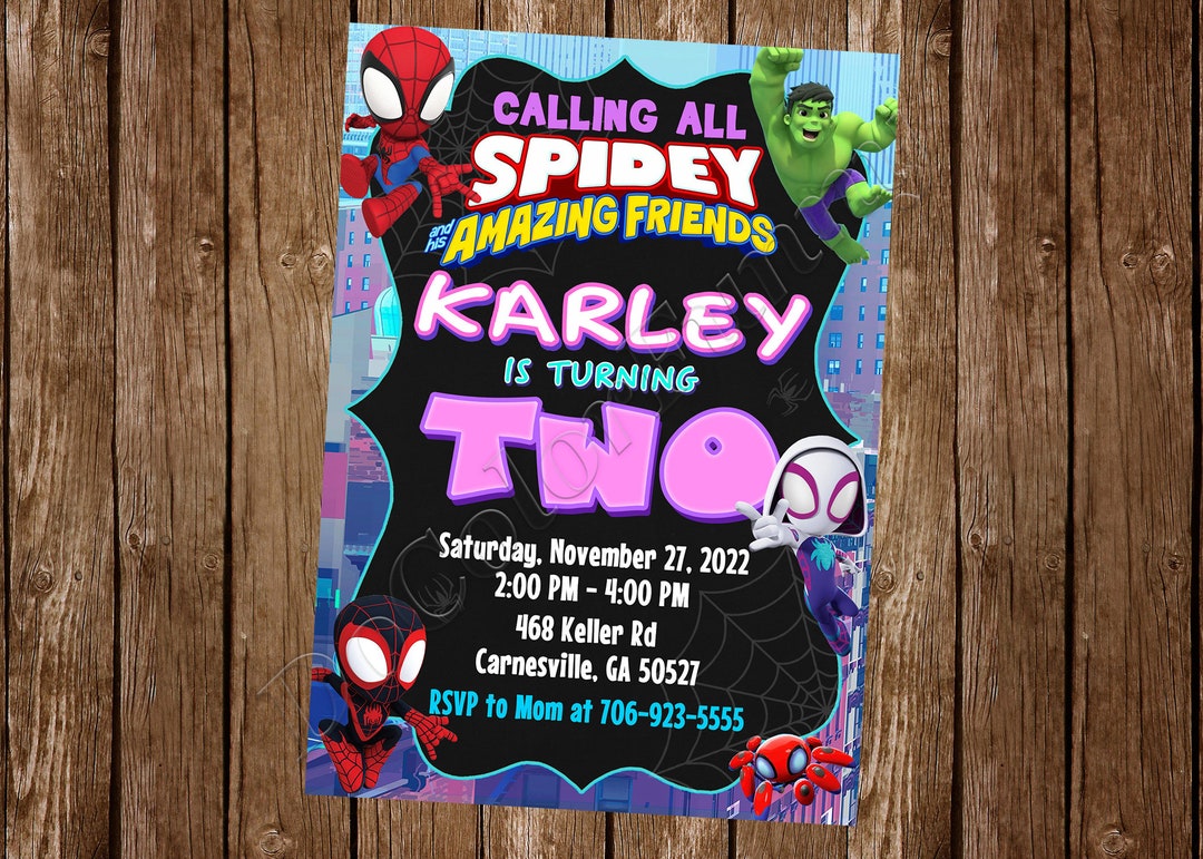 Spidey and His Amazing Friends Invitation Spidey Invitation Spidey ...