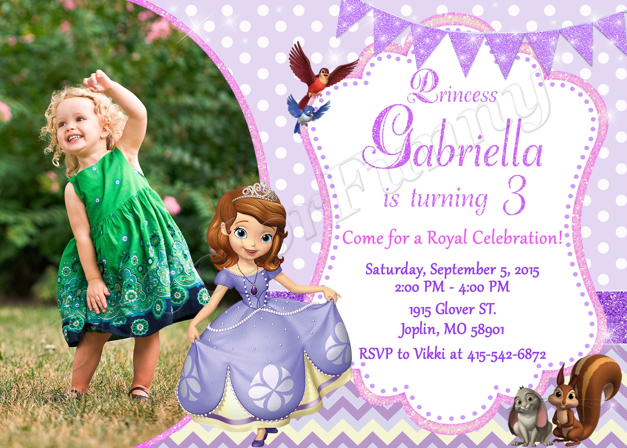 Sofia The First Invitation Wording
