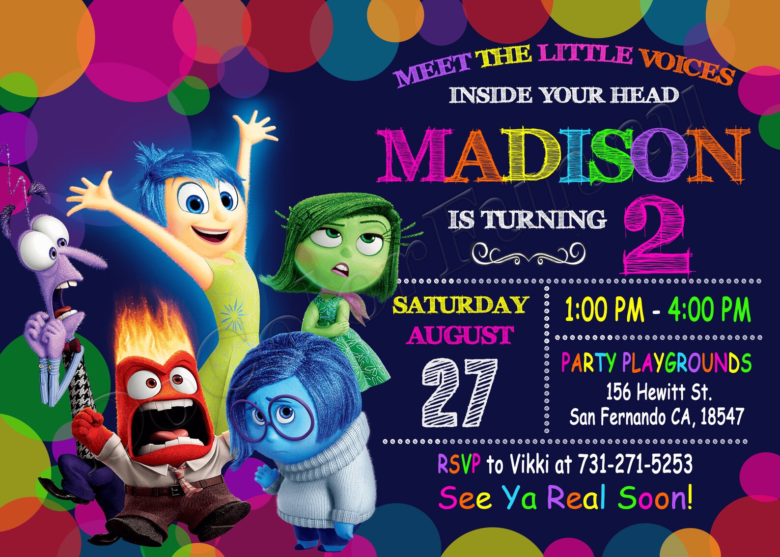 Inside Out Invitation Inside Out Birthday Invitation Inside Out Party ...