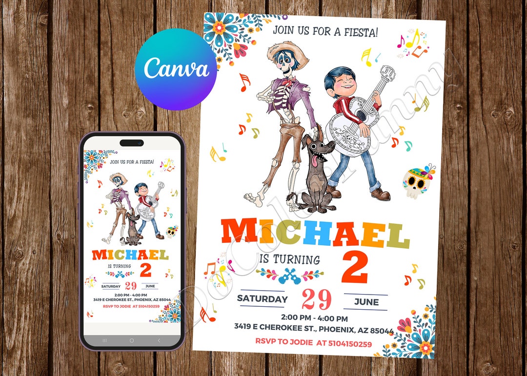 Coco Invitation Birthday Party Coco Birthday Invitation Fiesta Invitation Coco Watercolor ...