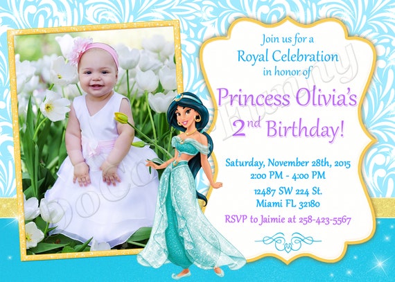 Jasmine Invitation Princess Jasmine Invitation Jasmine - Etsy