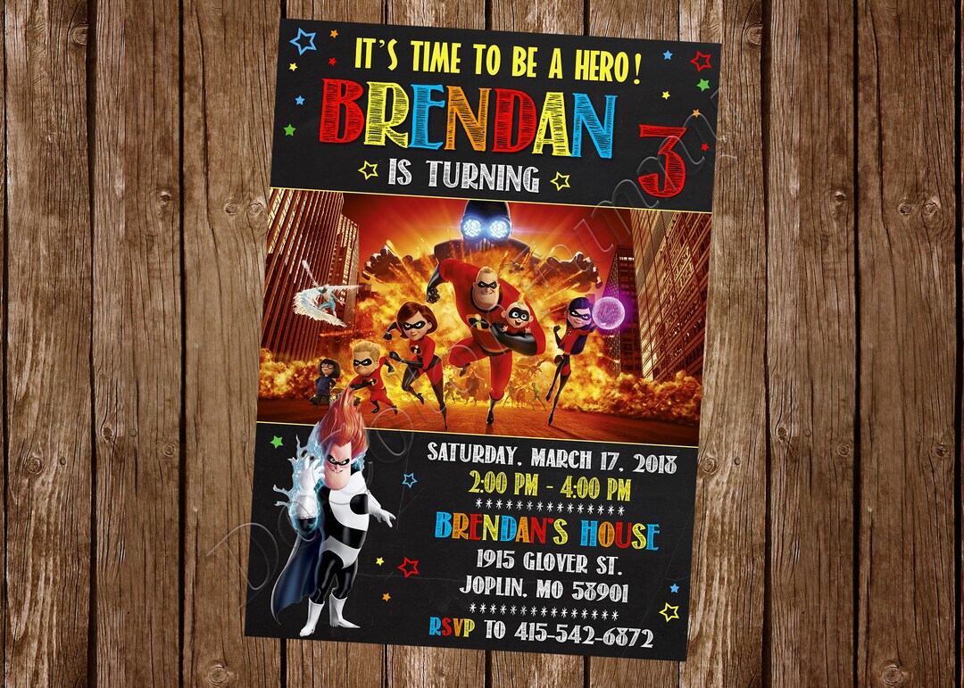 The Incredibles Invitation the Incredibles Birthday Invitation the ...