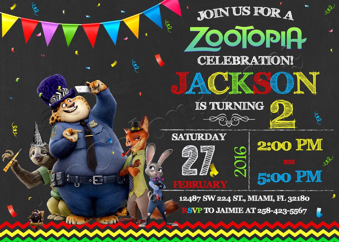 Zootopia Invitation Zootopia Birthday Invitation Zootopia Party ...