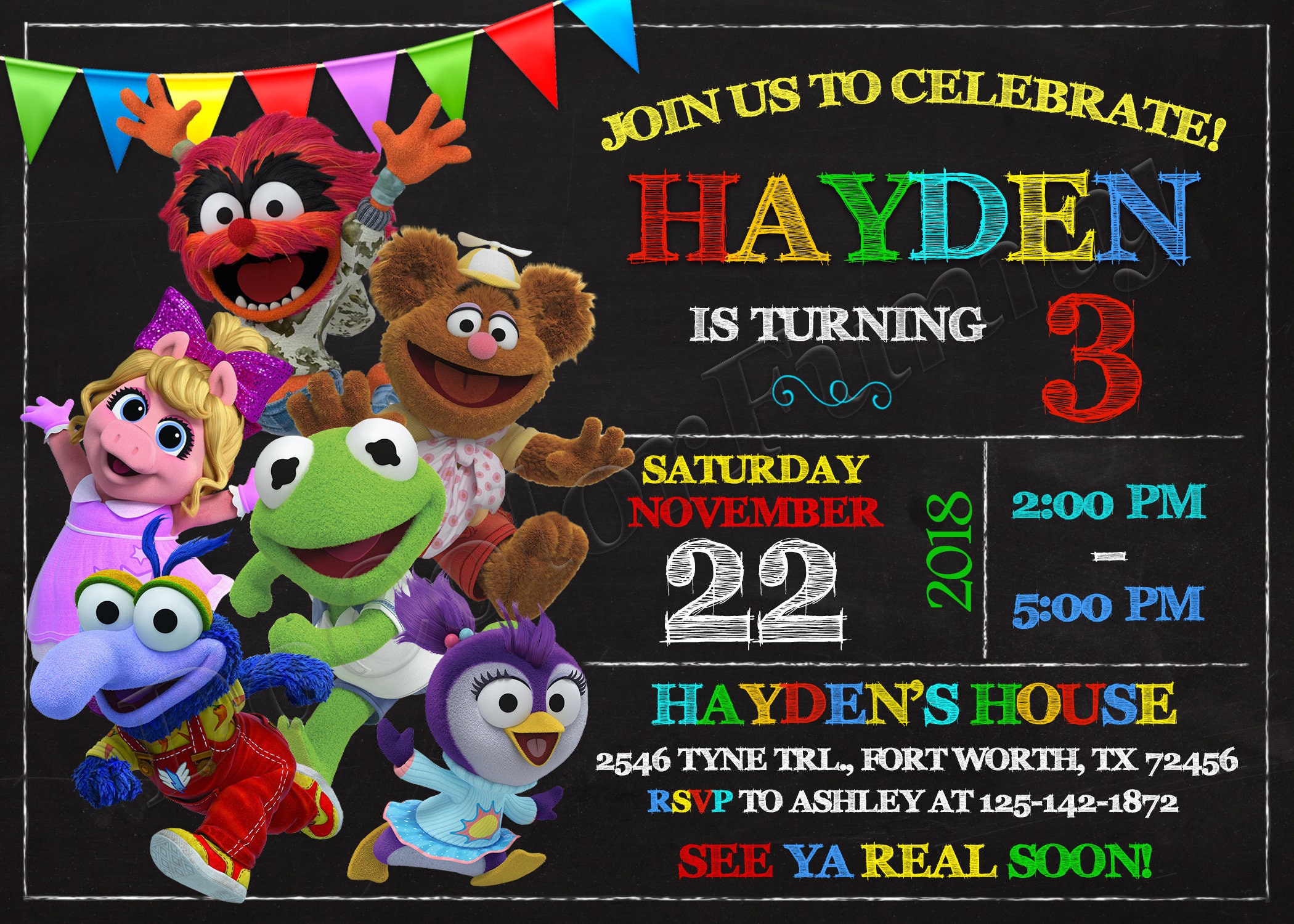 Muppet Babies Invitation Muppet Babies Birthday Party Invitation Muppet ...