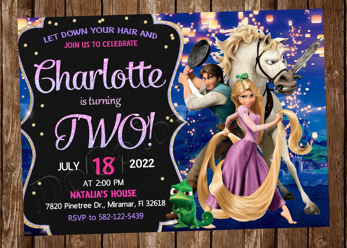 Rapunzel Invitation Tangled Invitation Princess Rapunzel - Etsy