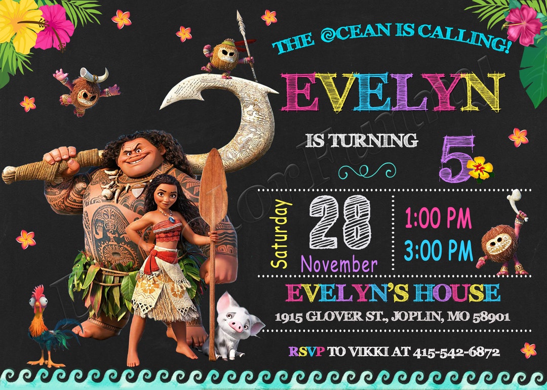 Moana Invitation Moana Birthday Party Invitation Moana Party Moana ...