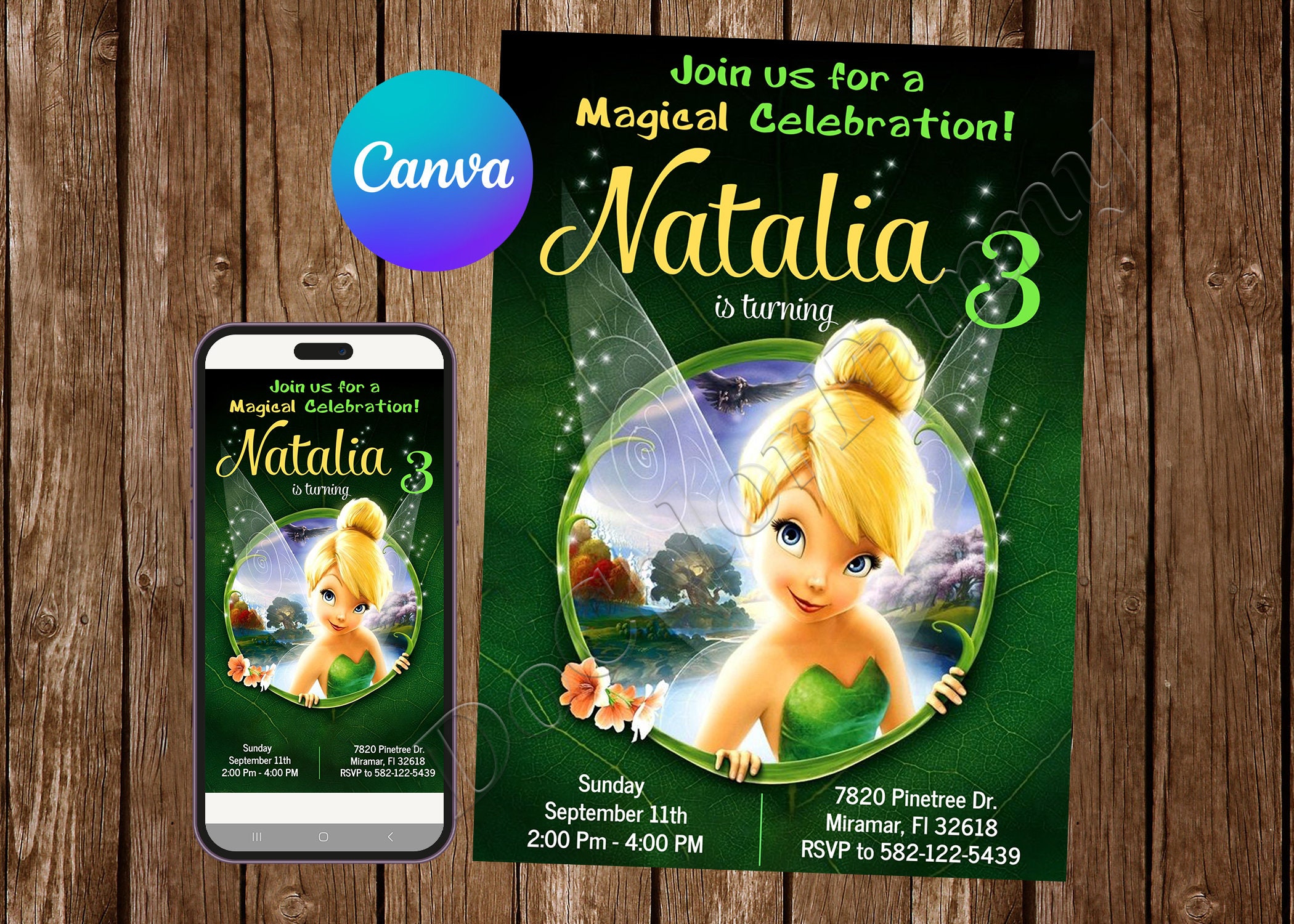 Tinkerbell Birthday Invitation Chalkboard