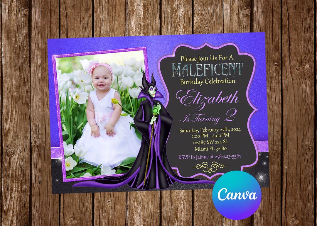 Maleficent Invitation Birthday Party Maleficent Birthday Invitation ...