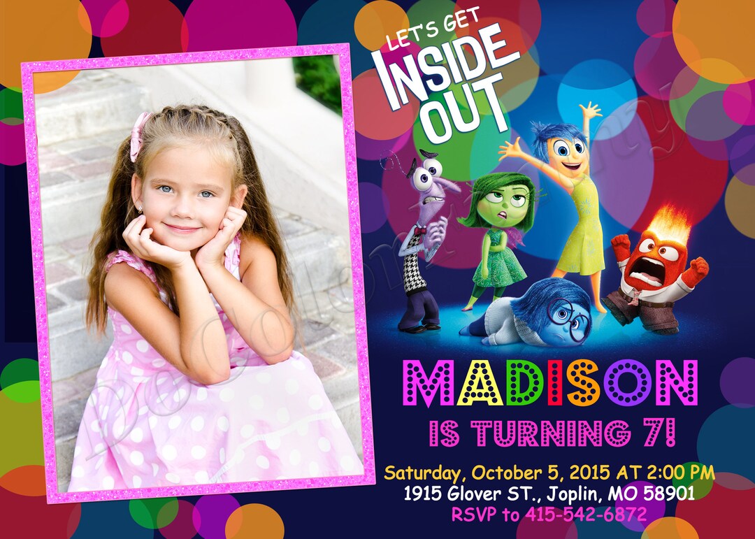 Inside Out Invitation Inside Out Birthday Invitation Inside Out Party ...