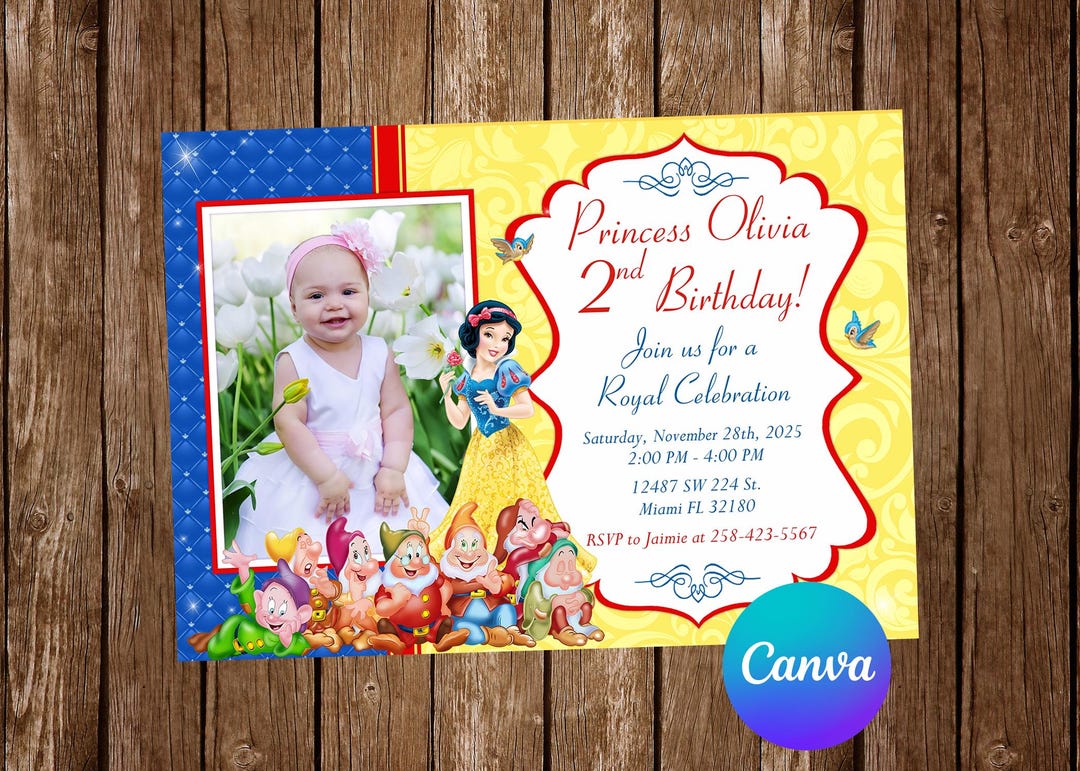 Snow White Invitation Birthday Party Princess Snow White Birthday ...