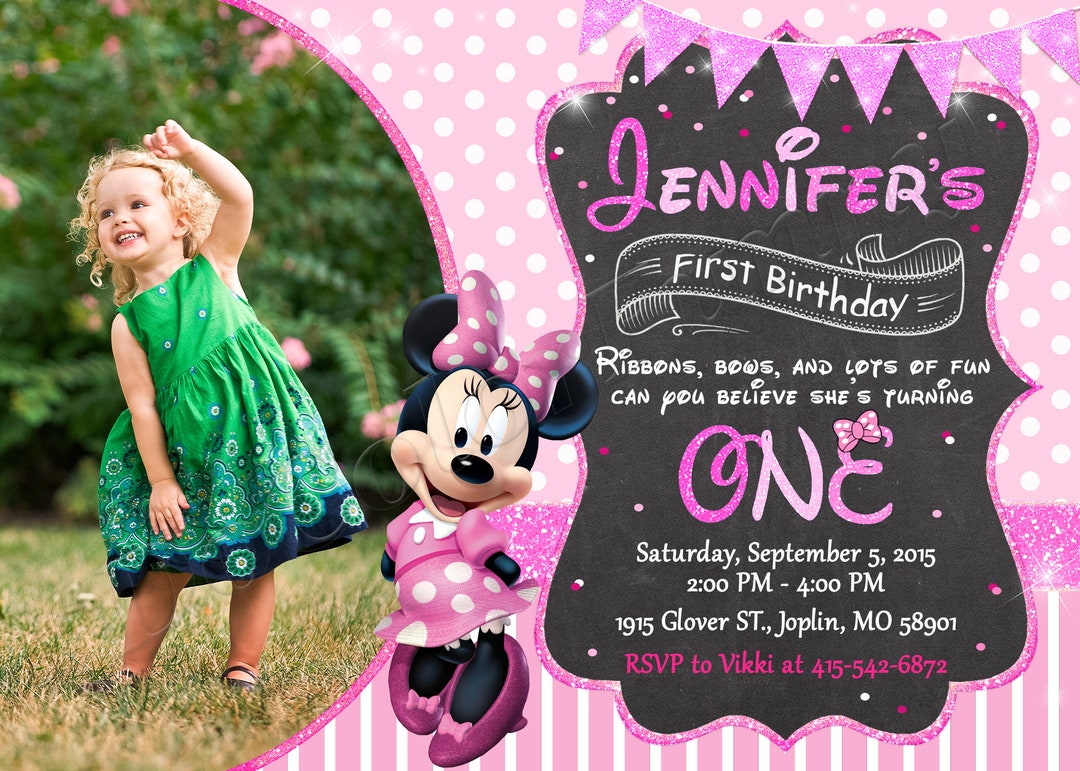 Minnie Mouse Invitation Pink Minnie Mouse Birthday Party - Etsy