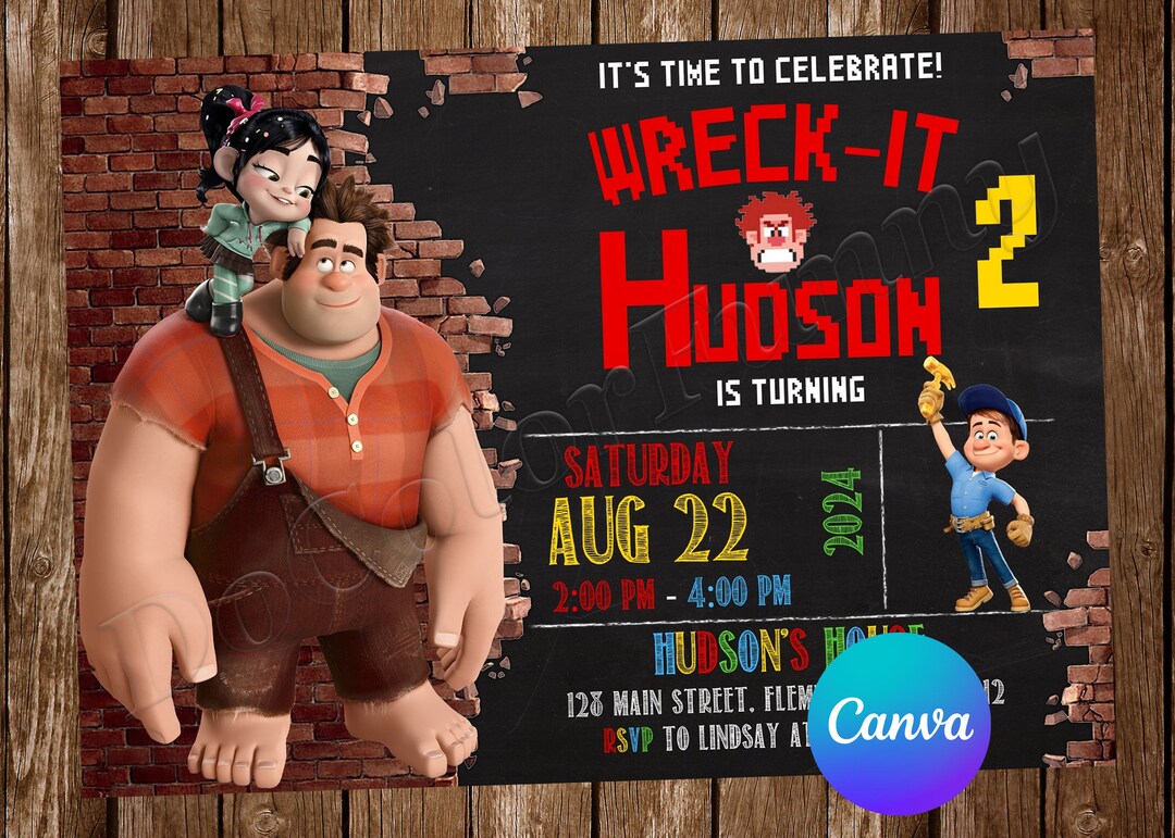 Wreck It Ralph Invitation Birthday Party Wreck It Ralph Birthday ...