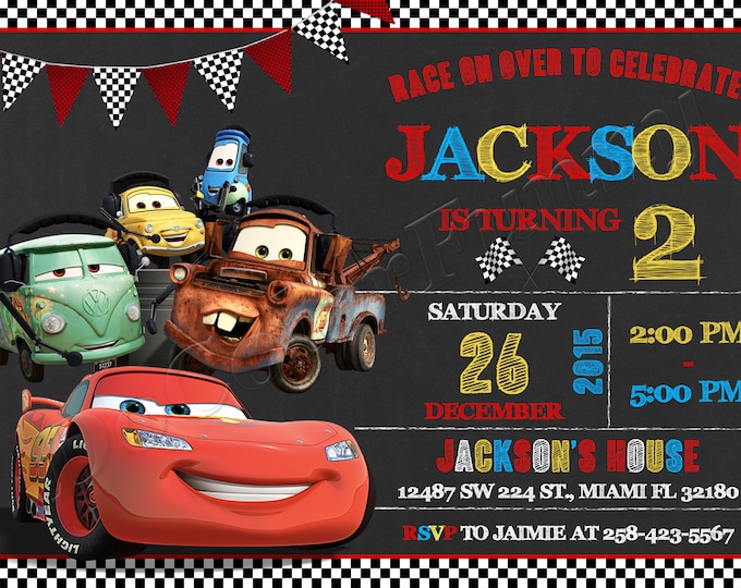 Cars Invitation Cars Birthday Invitation Cars Party Cars Invite Cars ...