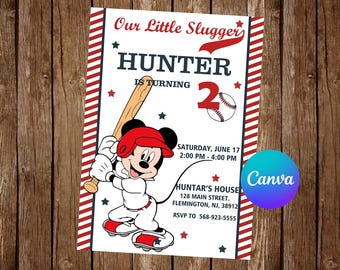 Mickey Mouse Baseball Invitation Mickey Mouse Invitation Baseball ...