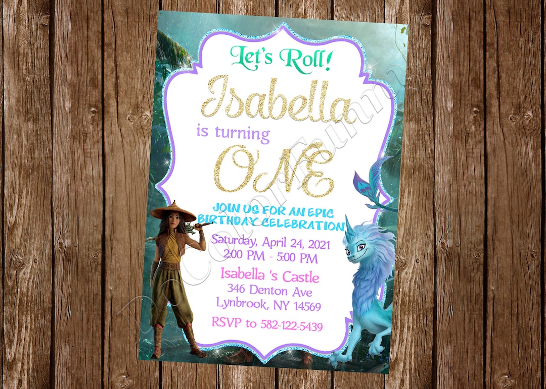 Raya and the Last Dragon Invitation Raya Invitation Raya Birthday Party ...