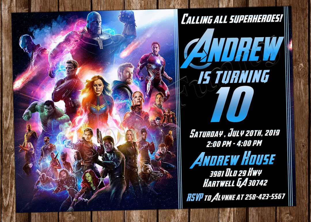 Avengers Endgame Invitation Avengers Invitation Avengers Endgame ...