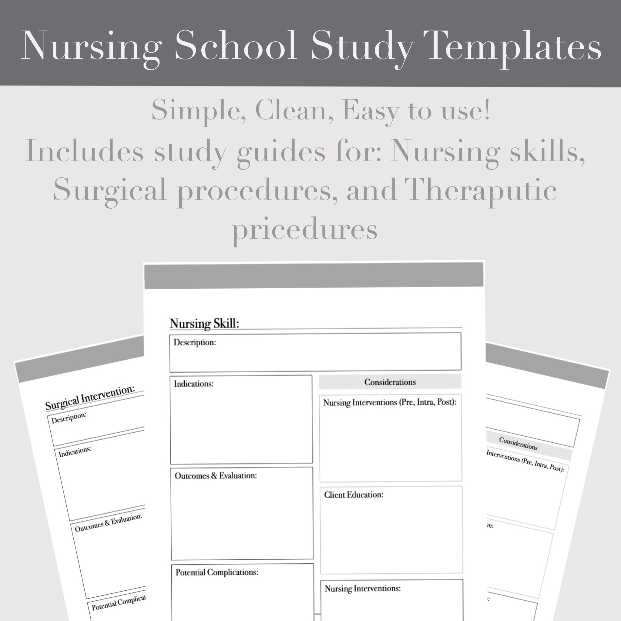 Nursing School Study Templates - Etsy
