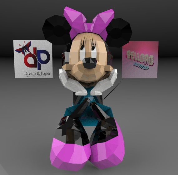 Minnie Mouse :Papercraft PDF Template DIY 3d Model FanArt | Etsy