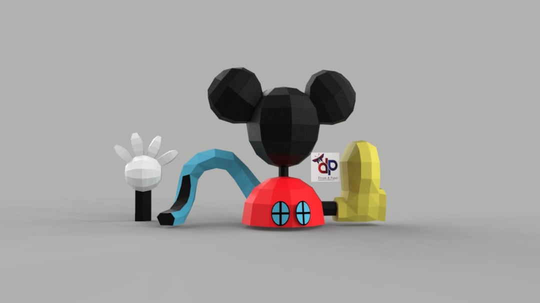 Mickey Mouse Clubhouse: PDF Template,low Poly, Sculpture, Papercraft ...