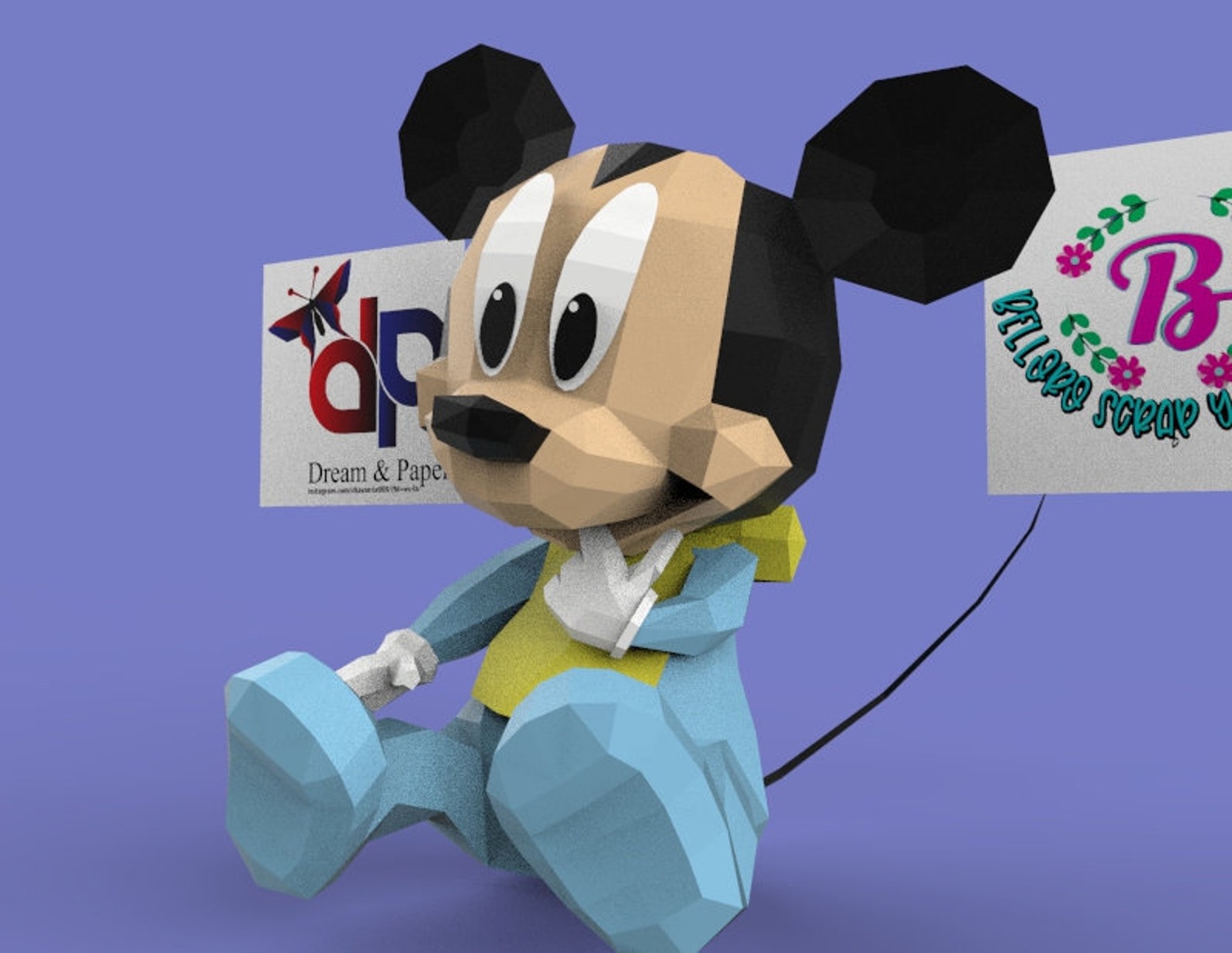 Baby Mickey: Papercraft , PDF Template, DIY 3d Model, FanArt, Paper ...