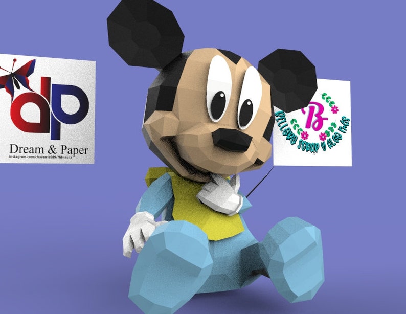 Baby Mickey: Papercraft , PDF Template, DIY 3d Model, Fanart, Paper ...
