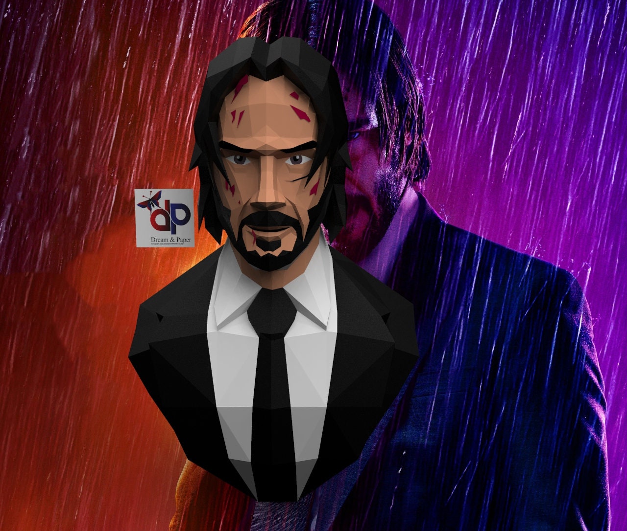 JOHN, PDF Template,Low Poly, Sculpture, papercraft, DIY, Decoration ...