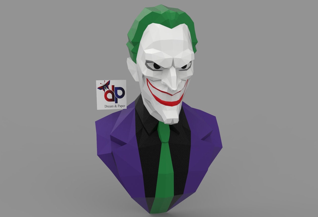 Joker, PDF Template,low Poly, Sculpture, Papercraft, DIY, Decoration ...