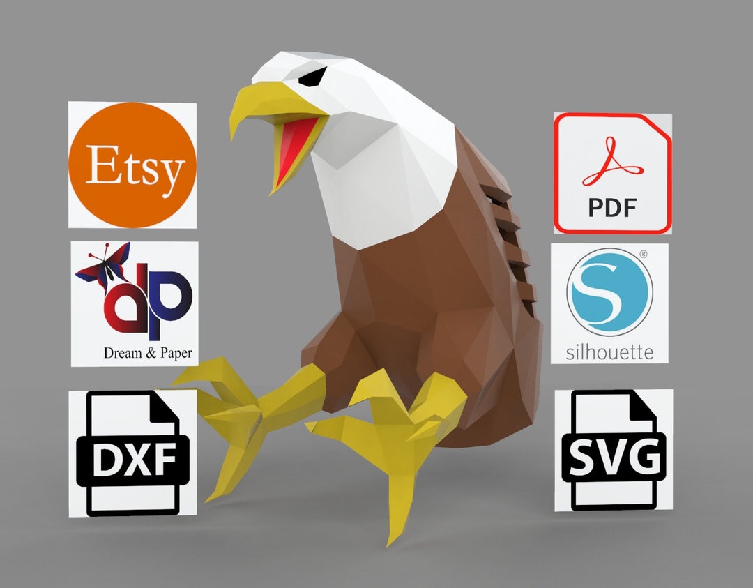 Aguila Con Luz/ PDF Template,low Poly, Sculpture, Papercraft, DIY, Decoration, Origami, Craft ...