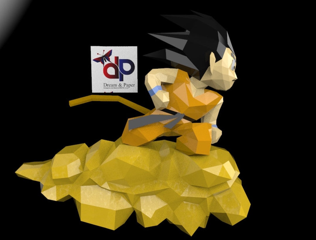 Goku usa la Nube Papercraft , PDF Template, DIY 3d Model, FanArt, Paper ...
