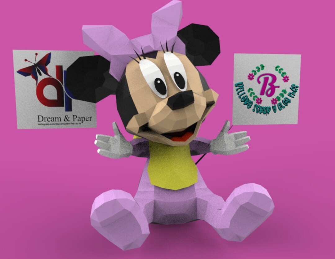 Baby Minnie:papercraft PDF Template DIY 3d Model Fanart - Etsy