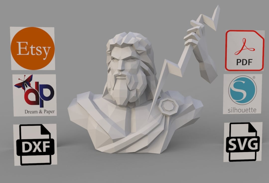 ZEUS / PDF Template,low Poly, Sculpture, Papercraft, DIY, Decoration ...