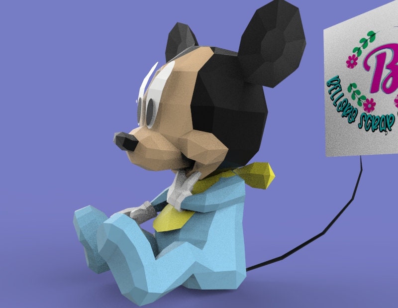 Baby Mickey: Papercraft , PDF Template, DIY 3d Model, FanArt, Paper ...