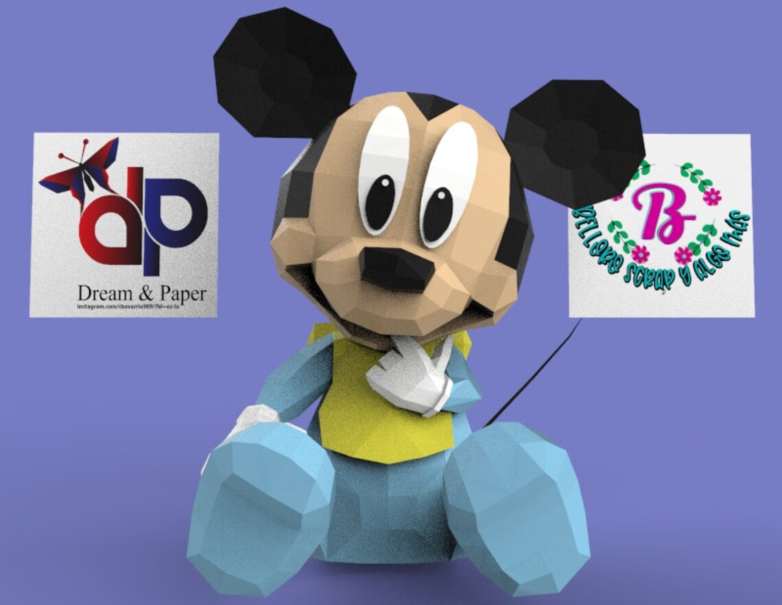 Baby Mickey: Papercraft , PDF Template, DIY 3d Model, FanArt, Paper ...