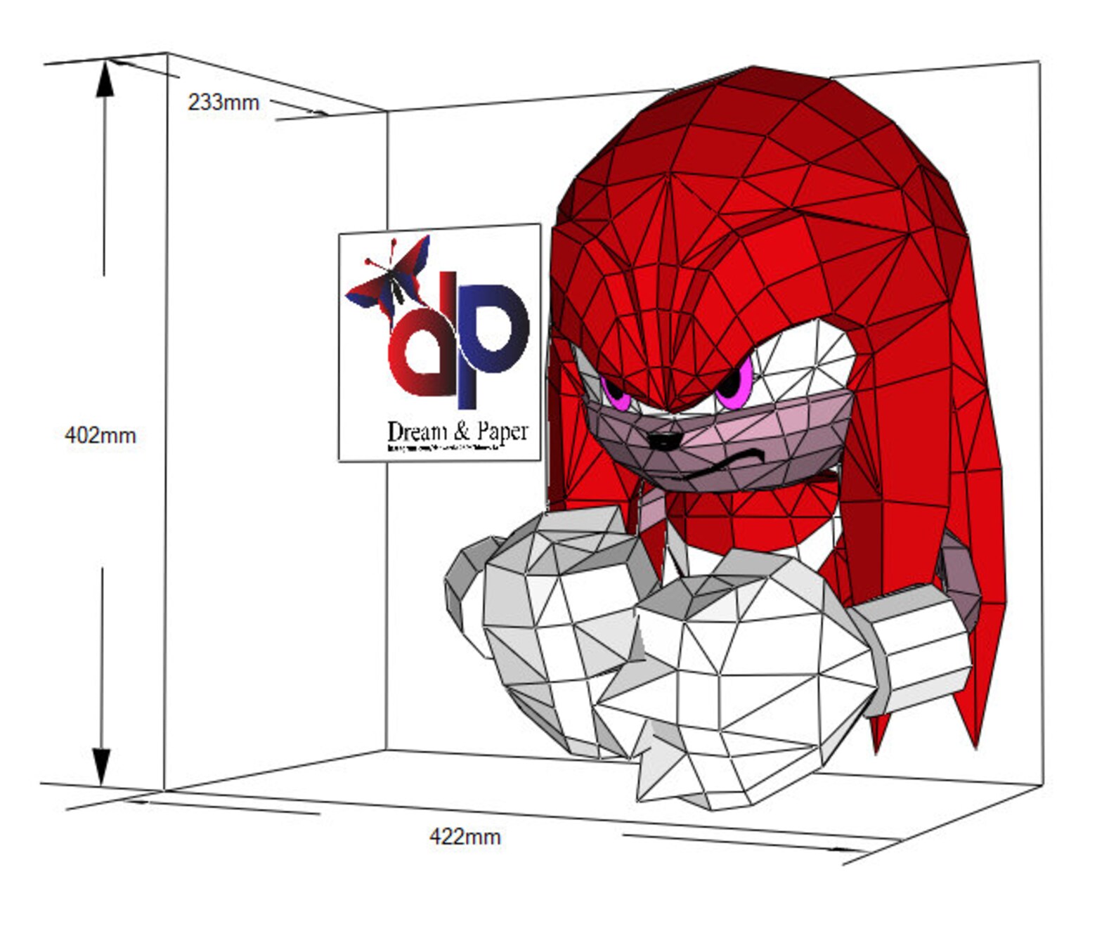Knuckles:papercraft , PDF Template, DIY 3d Model, Fanart, Paper ...