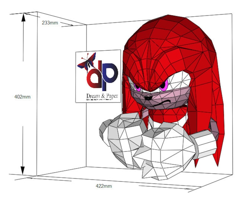 Knuckles:papercraft , PDF Template, DIY 3d Model, Fanart, Paper ...