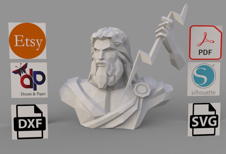 ZEUS / PDF Template,low Poly, Sculpture, Papercraft, DIY, Decoration ...
