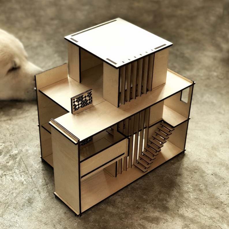 1:12 Miniature Double Layer House Wooden Dollhouse Diy Kit - Etsy