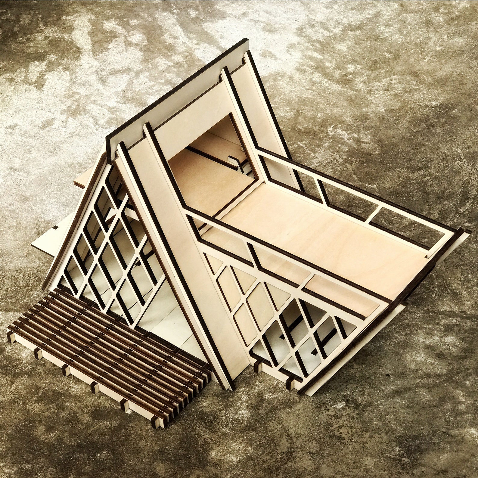 Expanded A-frame House, 1:12 Architectural Model Kit, Basswood, Glue ...
