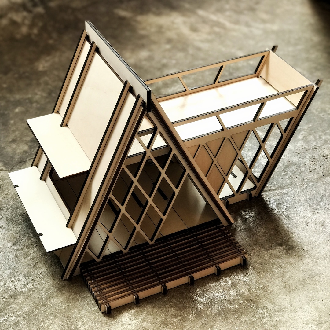 Expanded A-frame House, Architectural Model Kit, 1:24 Scale Basswood ...