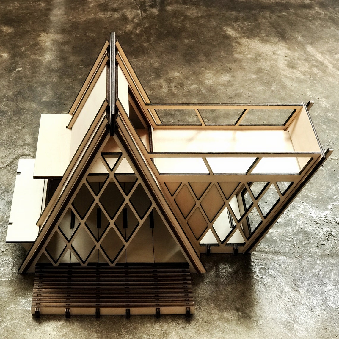 1:12 Miniature Expanded A-frame House Wooden Dollhouse Diy - Etsy