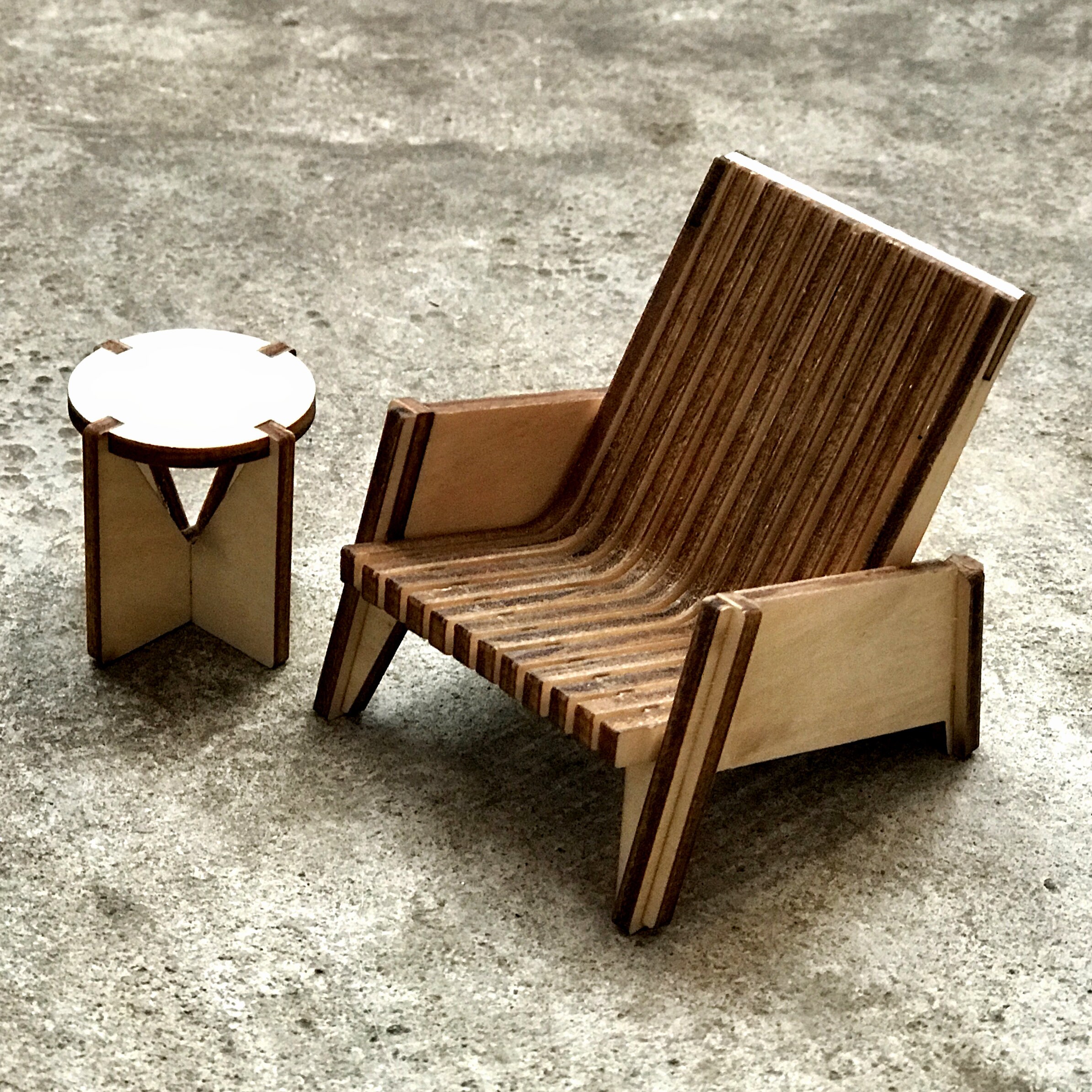 1:12 Miniature Lounge Chair & Stool, Dollhouse Furniture - Etsy