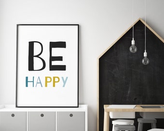 Happy Quote Poster | Etsy