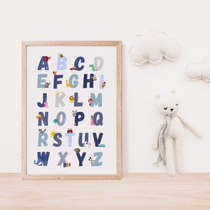 Blue Alphabet Print | Blue Alphabet Poster | Kids Nursery Print | Kids ...