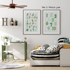 Green Numbers Print, Numbers Nursery Poster, Nursery Decor, Kids ...